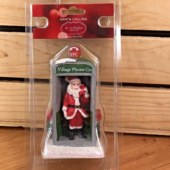 St. Nicholas Square | Holiday | Santa Calling In Phone Booth Figurine ...